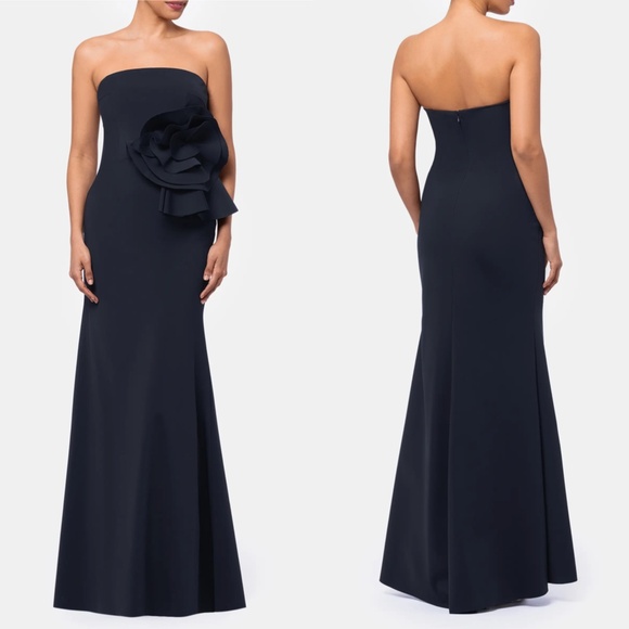 Betsy & Adam | Dresses | New Betsy Adam Black Rosette Detail Strapless ...